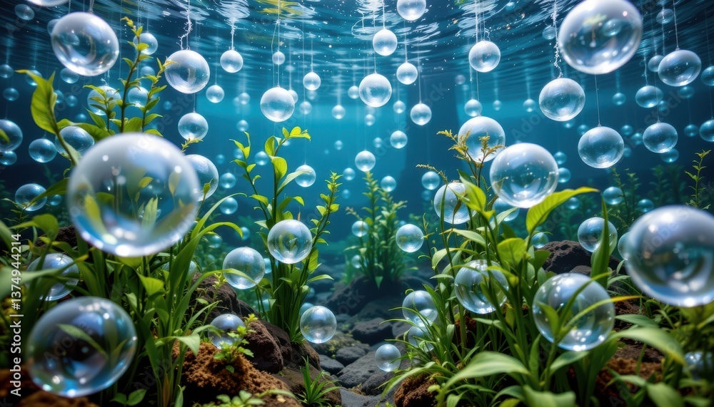 Underwater Sphere Garden A tranquil underwater garden filled with ...