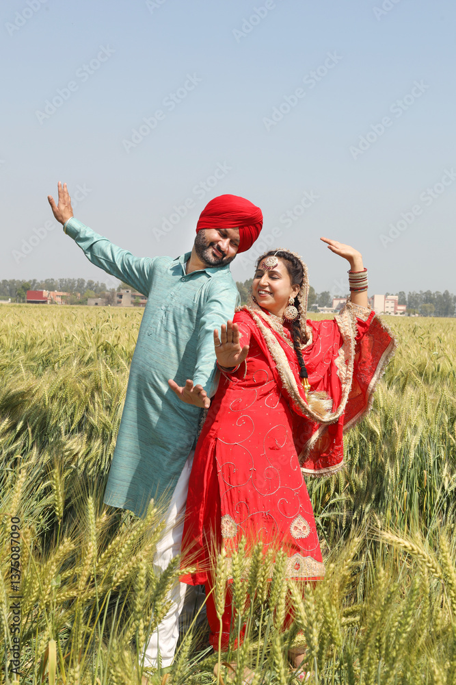 Punjabi sikh couple celebrating Baisakhi or vaisakhi festival in ...