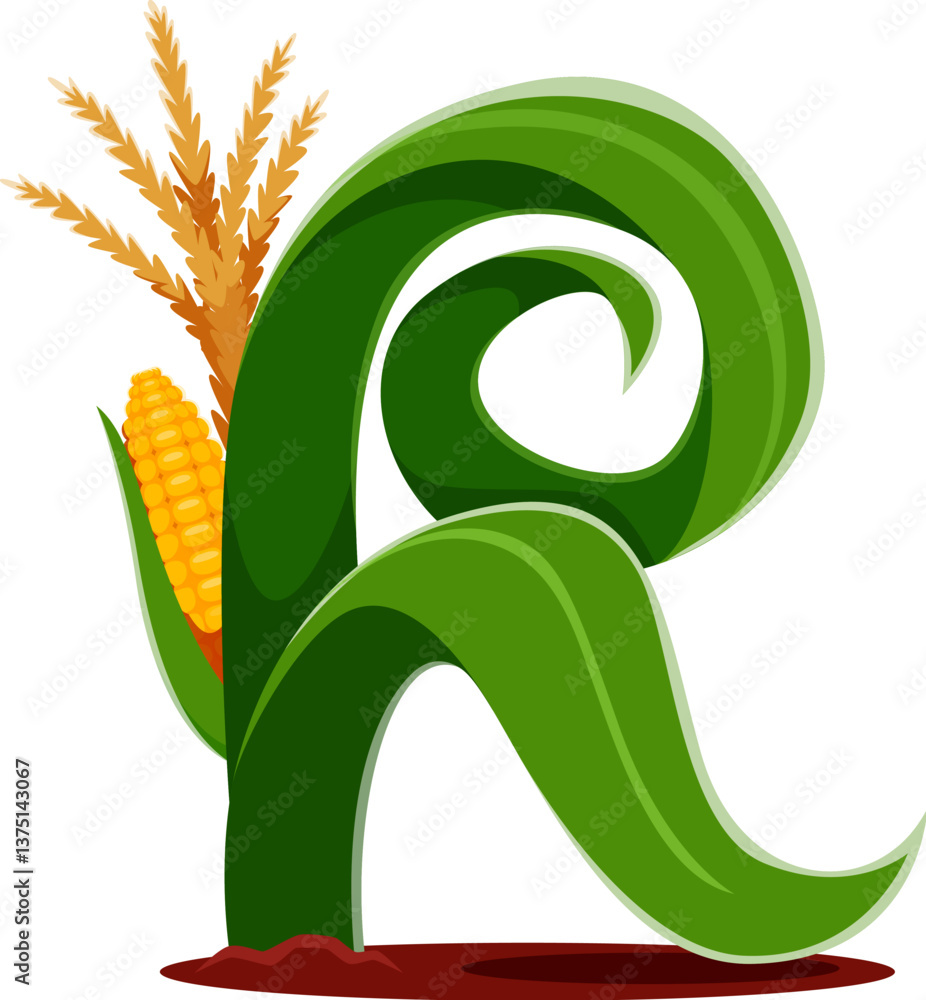 Farm font, cartoon corn vegetable as letter for agriculture harvest ...