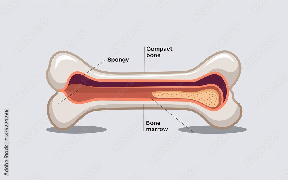Vibrant Medical Infographic, Bone Anatomy Cross-Section Diagram Stock ...