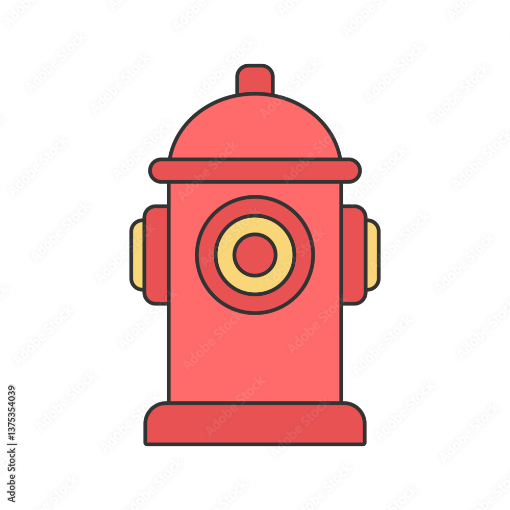 Fire Hydrant Flat design style, red hydrant with side valves ...