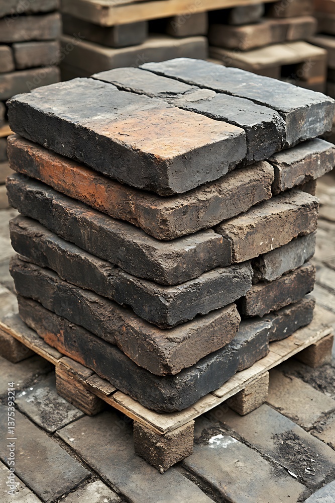 Stacked bricks on pallet in warehouse Stock Photo | Adobe Stock
