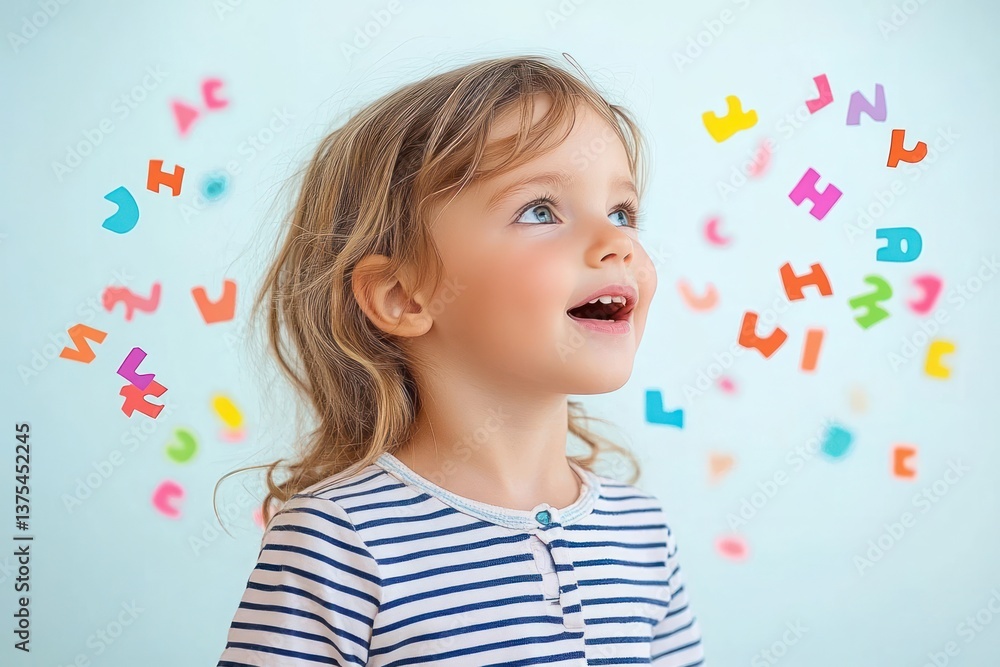 Girl in Striped T-Shirt Learning Speech Therapy by Shouting Alphabet ...