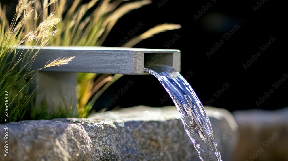 close up of a landscape integrated water harvesting system designed for ...