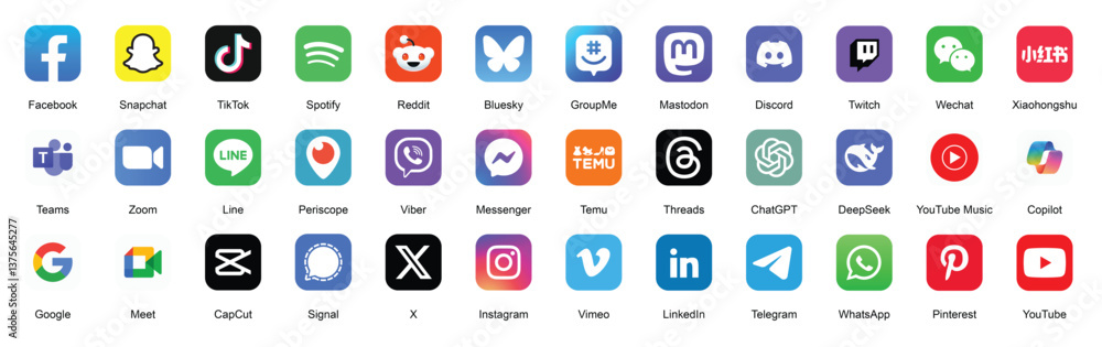 social media icons 2025. social media logo , facebook, youtube ...