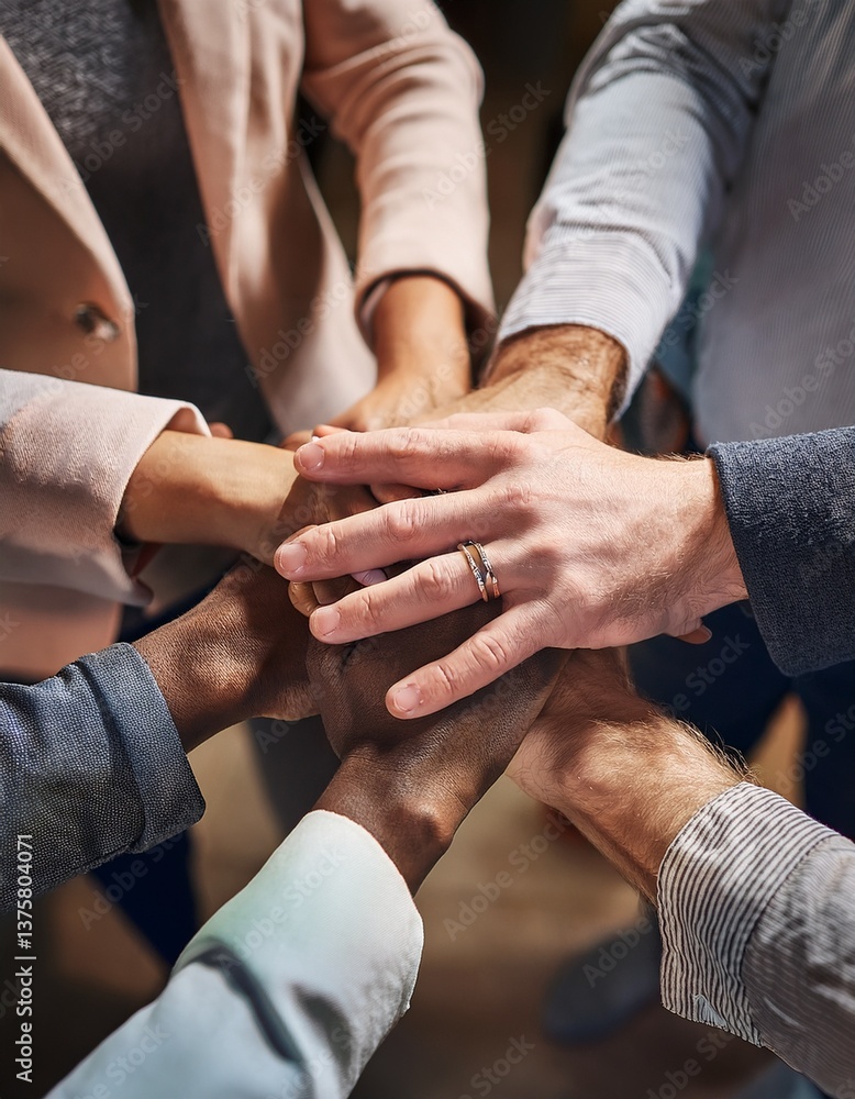 Primer plano de un grupo de personas en círculo, tomadas de la mano ...