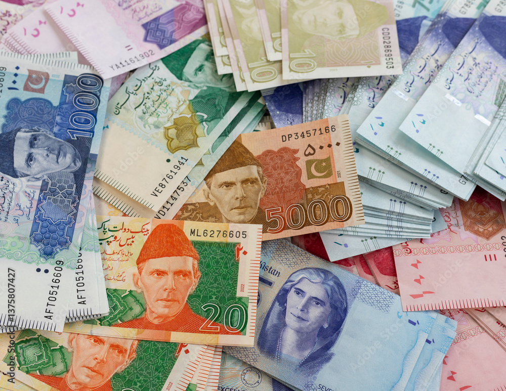 Pakistani Currency Notes Closeup. Top View. Stock Photo | Adobe Stock