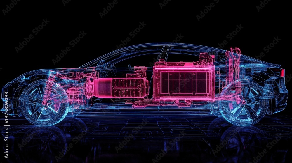 An electric vehicle cutaway showing the LFP battery pack integrated ...