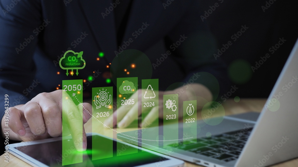 CO2 emission graph, Goals sustainable planet by 2050.World Environment ...