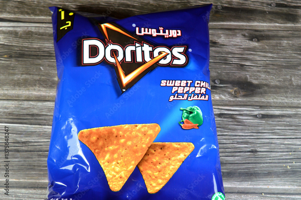 Cairo, Egypt, March 20 2025: Doritos sweet chili pepper flavor, Doritos ...