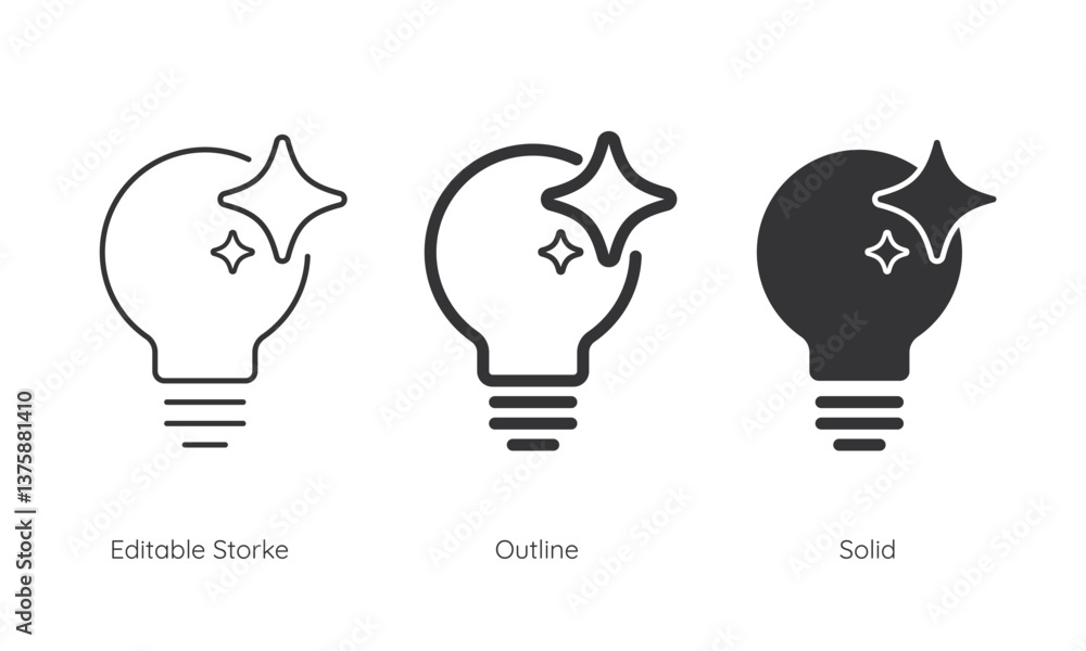 Bulb with AI icon set. Idea and innovation by AI Artificial ...