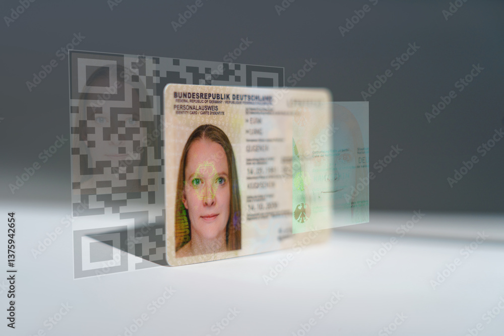 Biometric technology digital face scanning form of a new, modern german ...