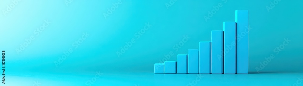 Blue bar chart representing key performance indicators and data ...