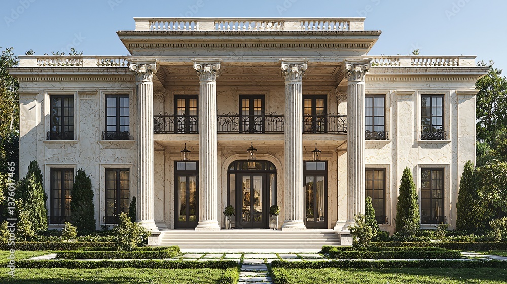 Grand Neoclassical Mansion Exterior Design of excellence in splendor ...