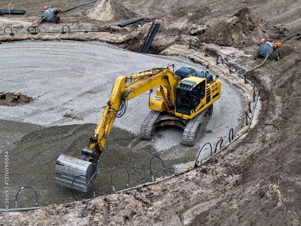 Civil engineering work for the construction of a wind turbine, wind ...