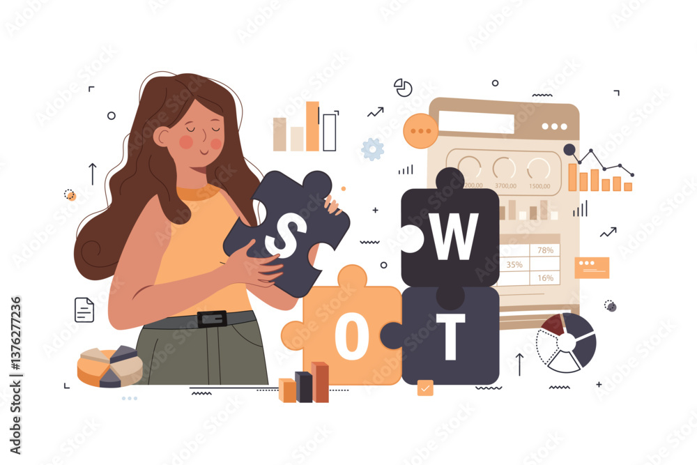 SWOT analysis for company strategy, infographic diagram presentation ...