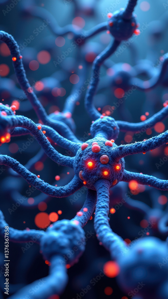 Neurons glowing with a fluorescent tag representing GLP-1 signaling in ...