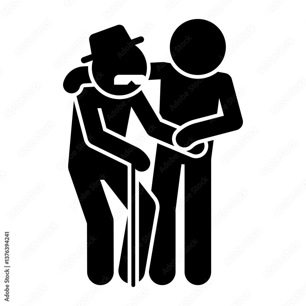 nursing home icon symbol, geriatrics concept, home caregiver, assisted ...