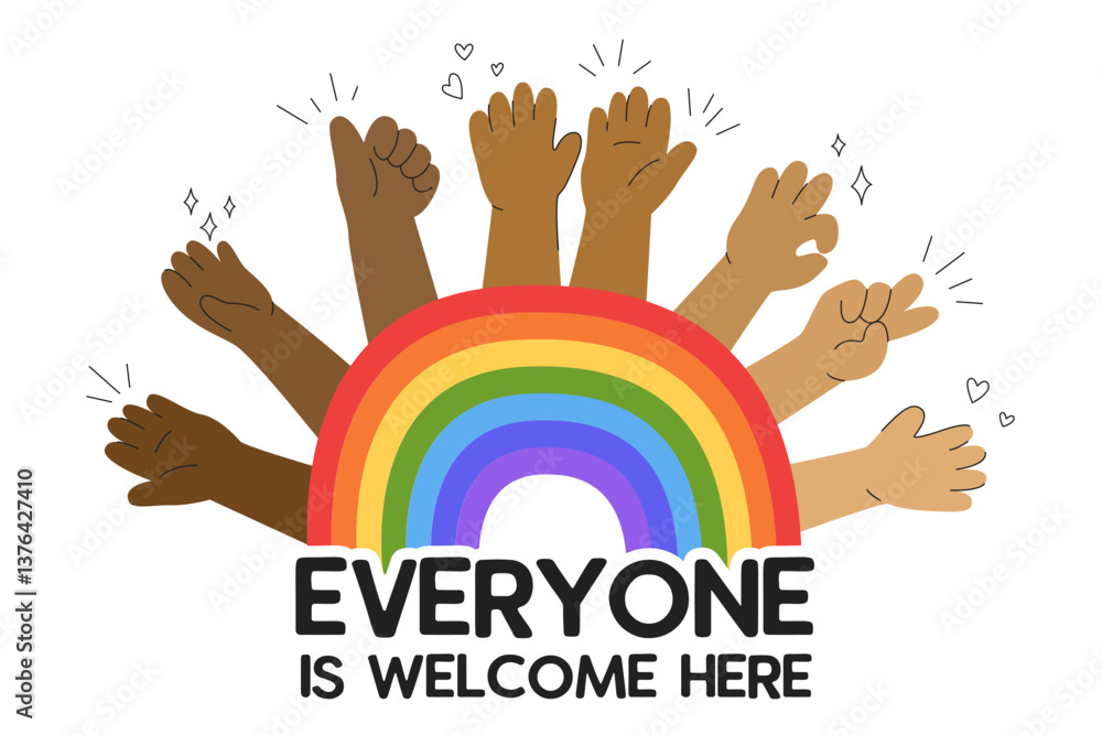 Vector de Stock Everyone is welcome here LGBT sticker. All Are Welcome ...