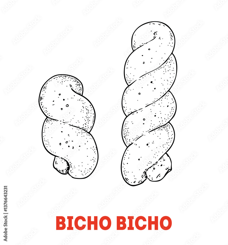 Bicho Bicho (Filipino Doughnut) hand-drawn sketch - Traditional ...