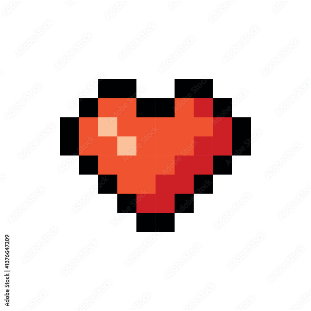 Heart. Health scale. Game elements. Retro 8 bit icons for old school ...