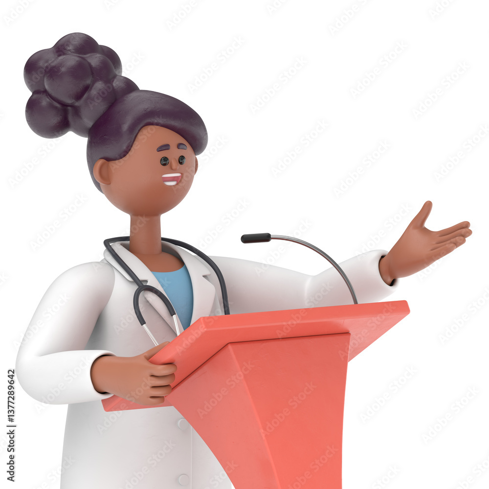 3D illustration of Male Doctor Iverson speaking at a conference ...