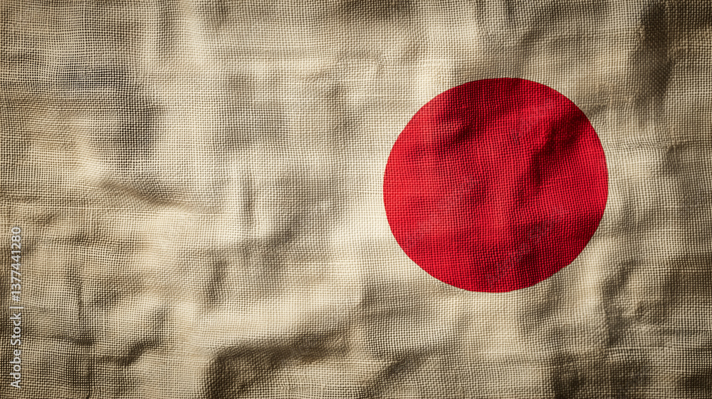 Flag of Japan: A vintage rendering of the Japanese flag, featuring a ...