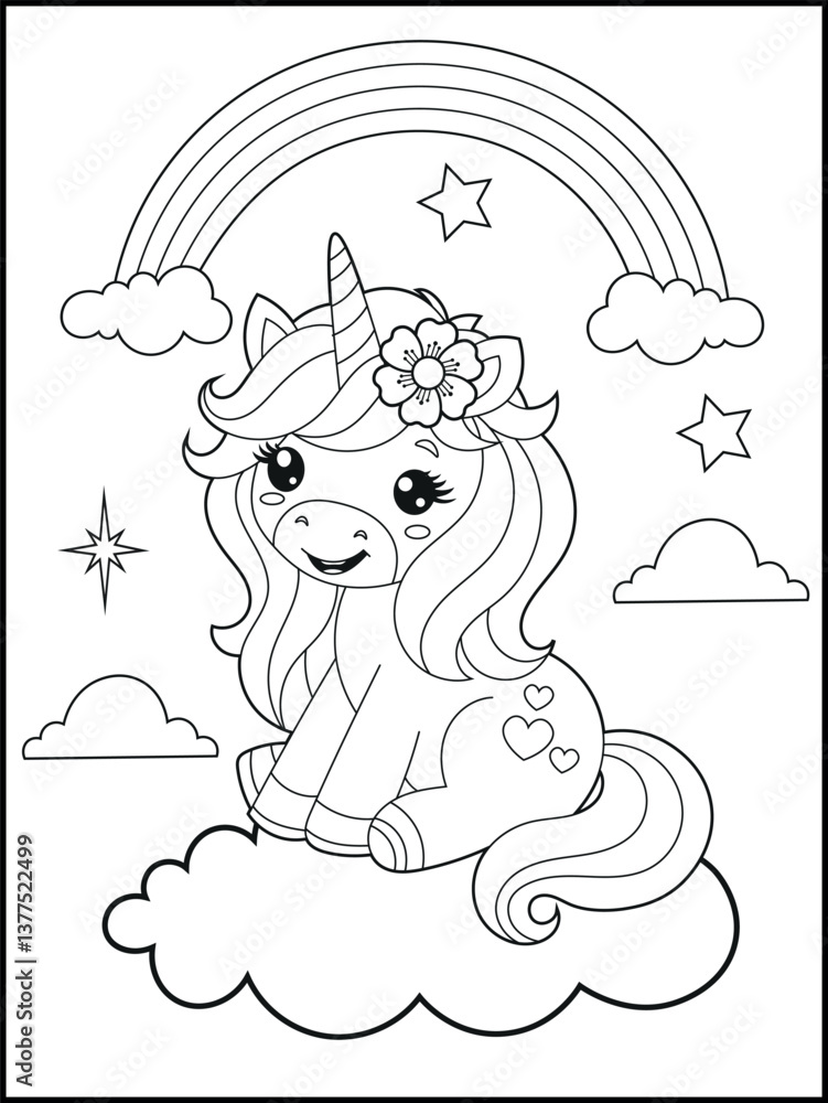 Bold and Easy Printable Unicorn Coloring Page for Kids. Cute, Hand ...