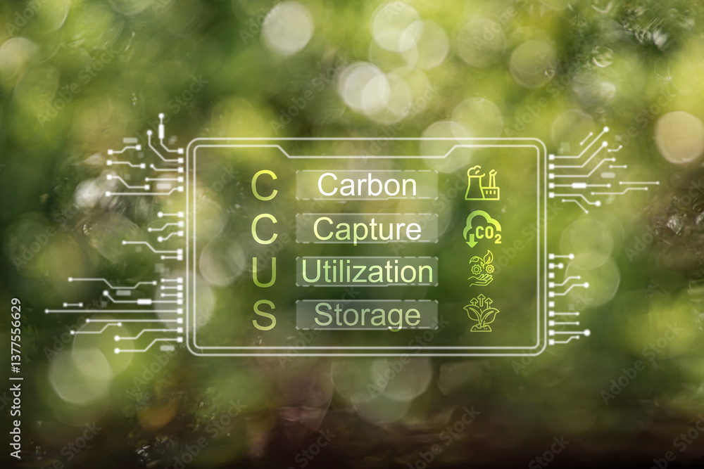 Carbon Capture Utilization And Storage Ccus Concept Words Ccus On Nature Background