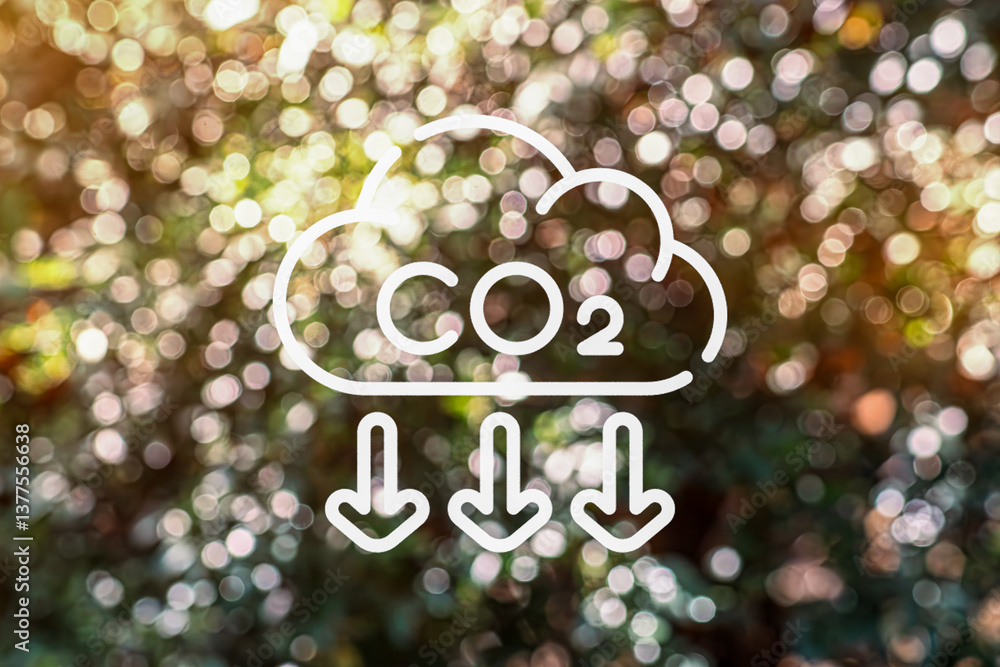 CO2 reduction symbol, climate change limiting global warming and sustainable development and ...