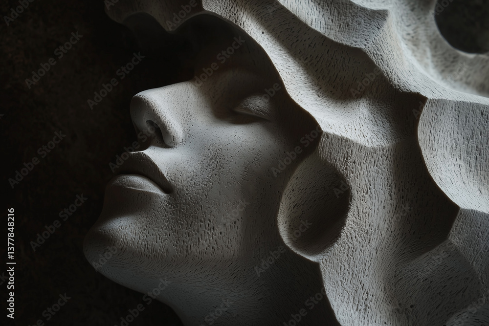 Old Testament Bible Story: The Creation of Eve. Marble statue on black ...