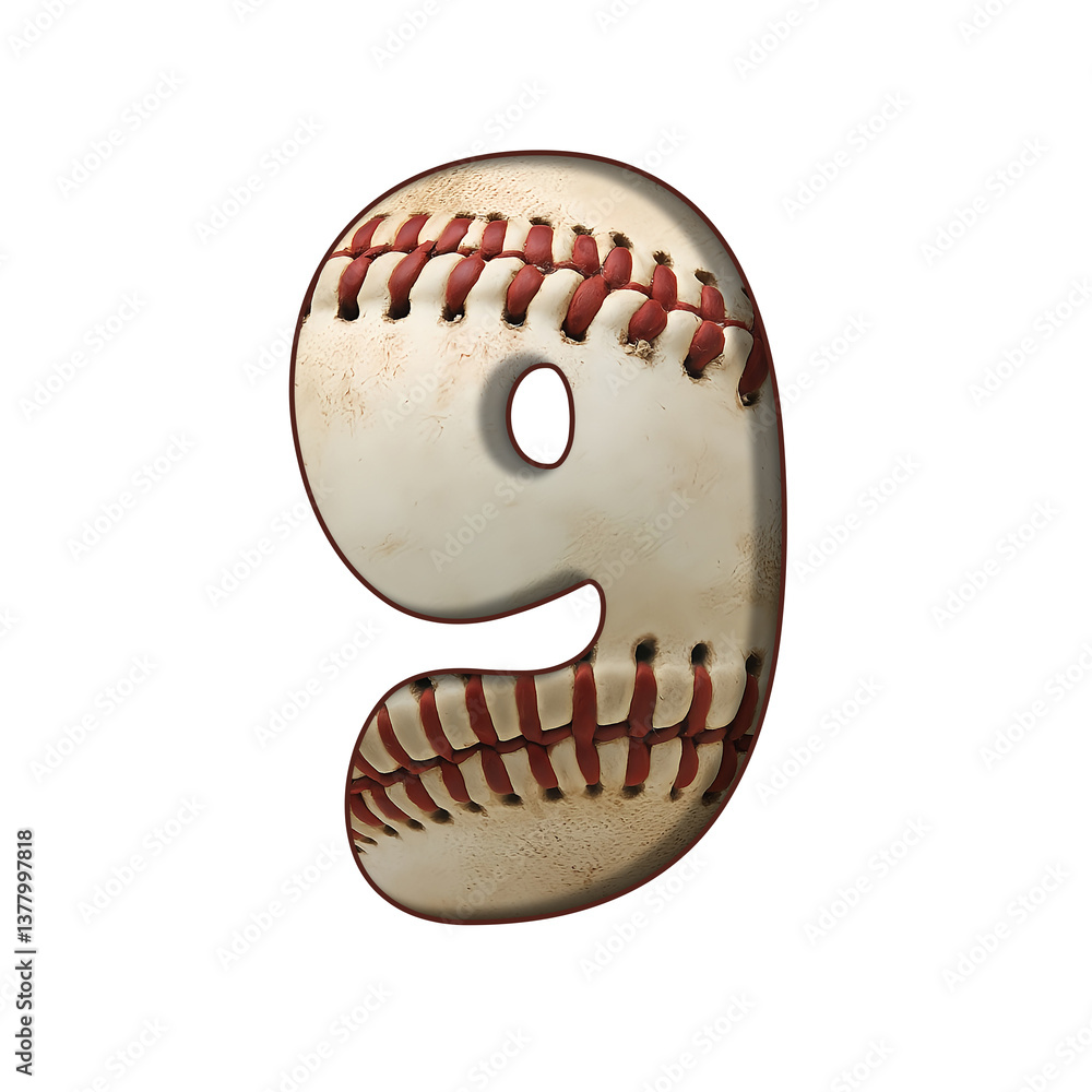 Baseball Font Numbers 9 Clipart PNG for Decoration Stock Illustration ...