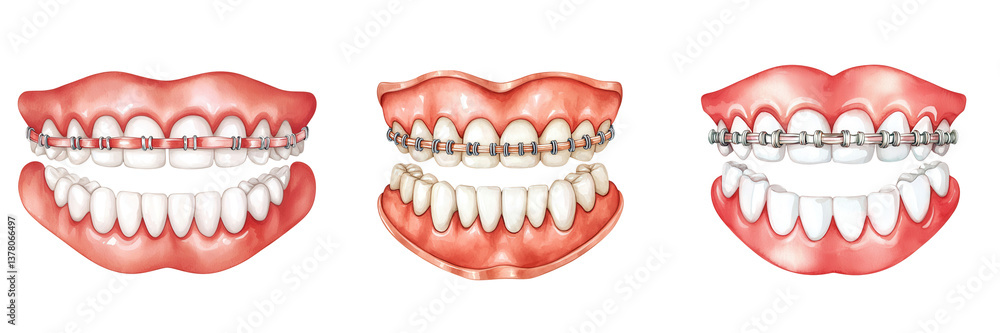 Different Stages of Orthodontic Treatment with Braces Image Stock ...