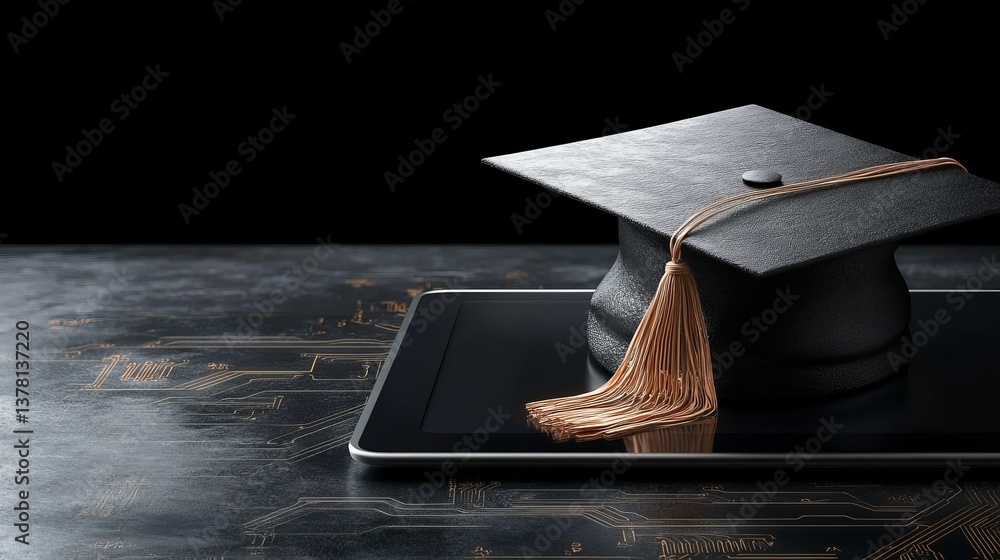 Graduation ceremony at university academy celebrating diploma and ...