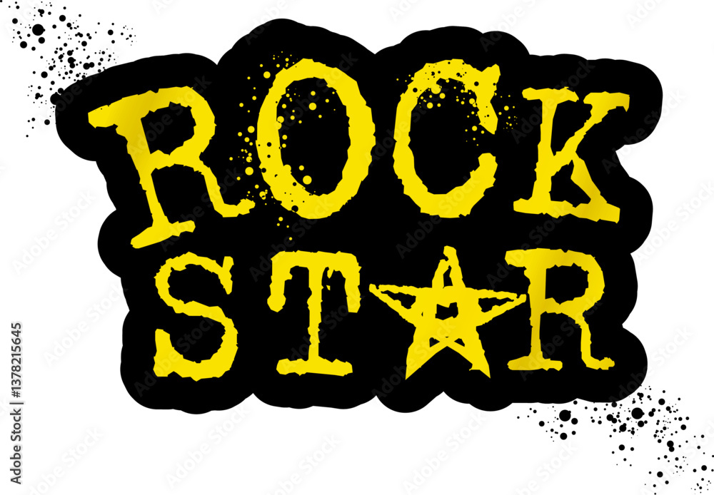 Rock star text vector print for t shirt isolated Retro paperrock star ...