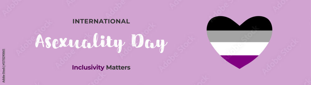 International Asexuality Day vector banner with an asexual pride flag ...