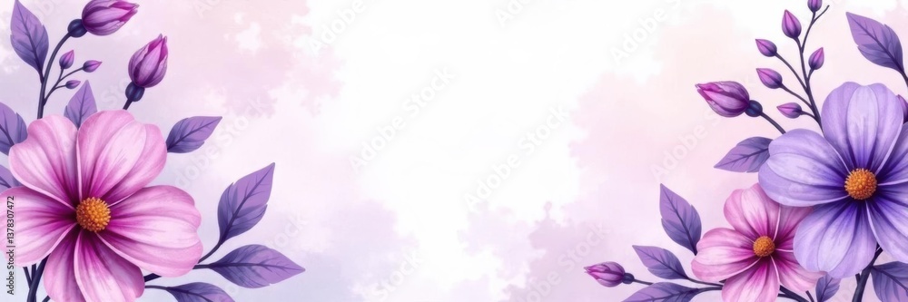 Purple watercolor floral funeral program design Elegant memorial ...