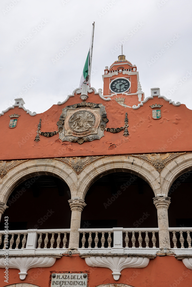 merida yucatan famous city hall building in the plaza grande central ...