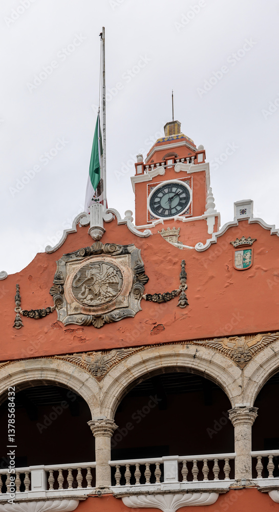 merida yucatan famous city hall building in the plaza grande central ...