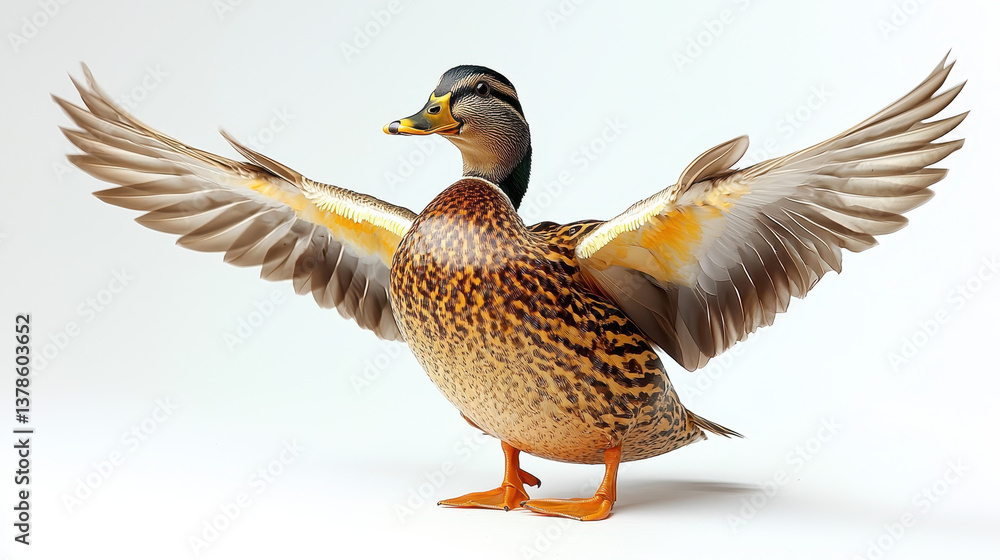 Mallard Duck in Flight: A striking capture of a mallard duck mid-flight ...