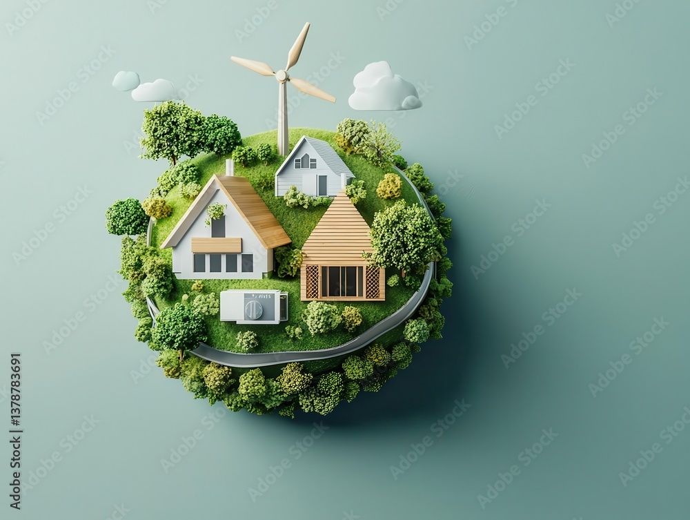 Renewable energy city with smart homes and green infrastructure, Earth ...