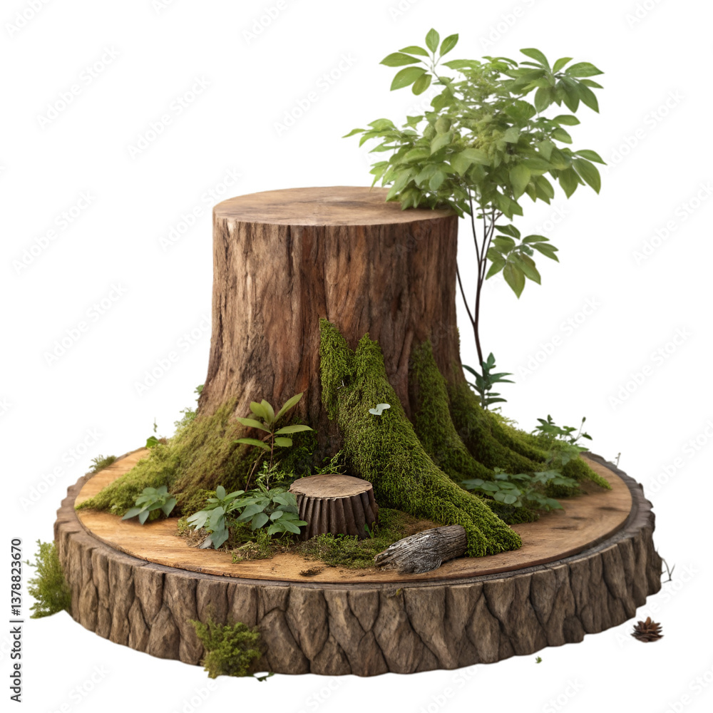 Tree trunk wood podium isolated on transparent background png and psd for designs Stock Photo ...