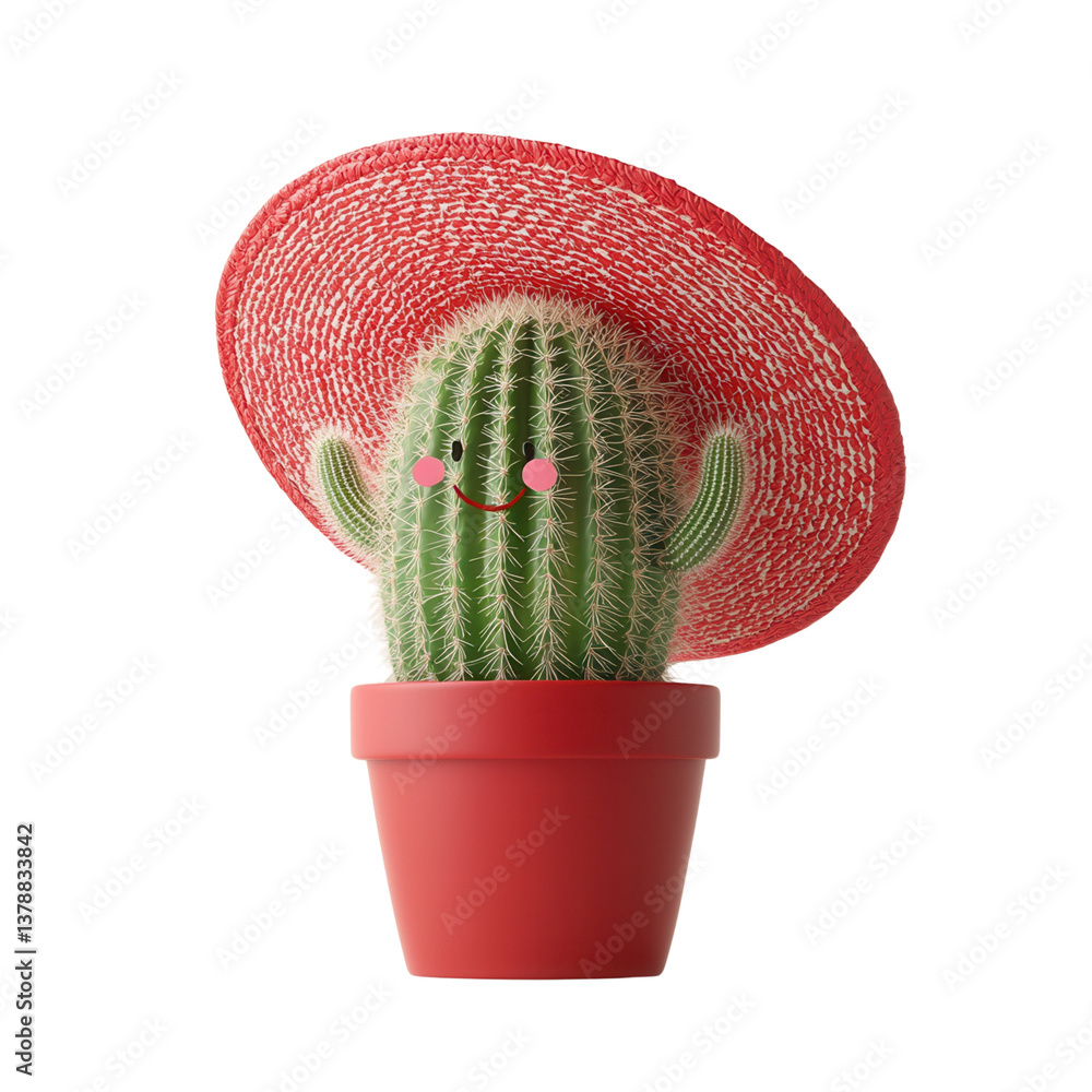 cinco de mayo festival, Cute cactus wearing a red hat in a pot on a ...