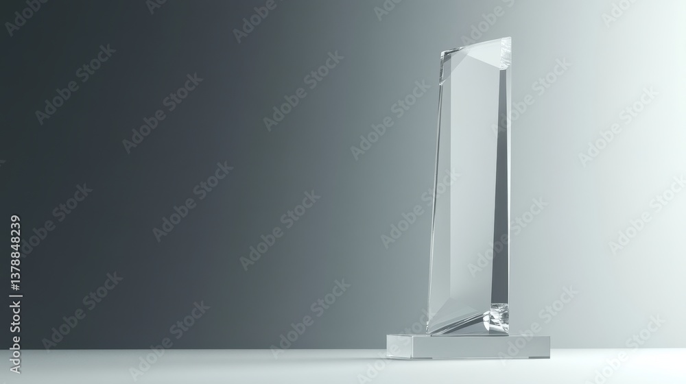 Transparent glass trophy mockup, clear acrylic award template. Design ...