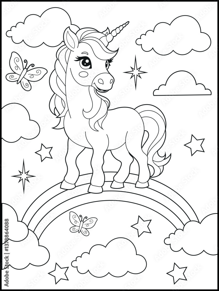 Bold and Easy Printable Unicorn Coloring Page for Kids. Cute, Hand ...