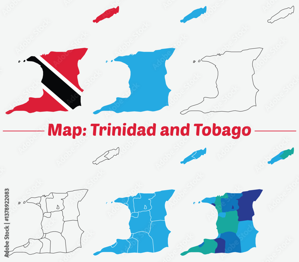 Maps of Trinidad and tobago Flag, Outline, and Regional Divisions, Trinidad and tobago country ...