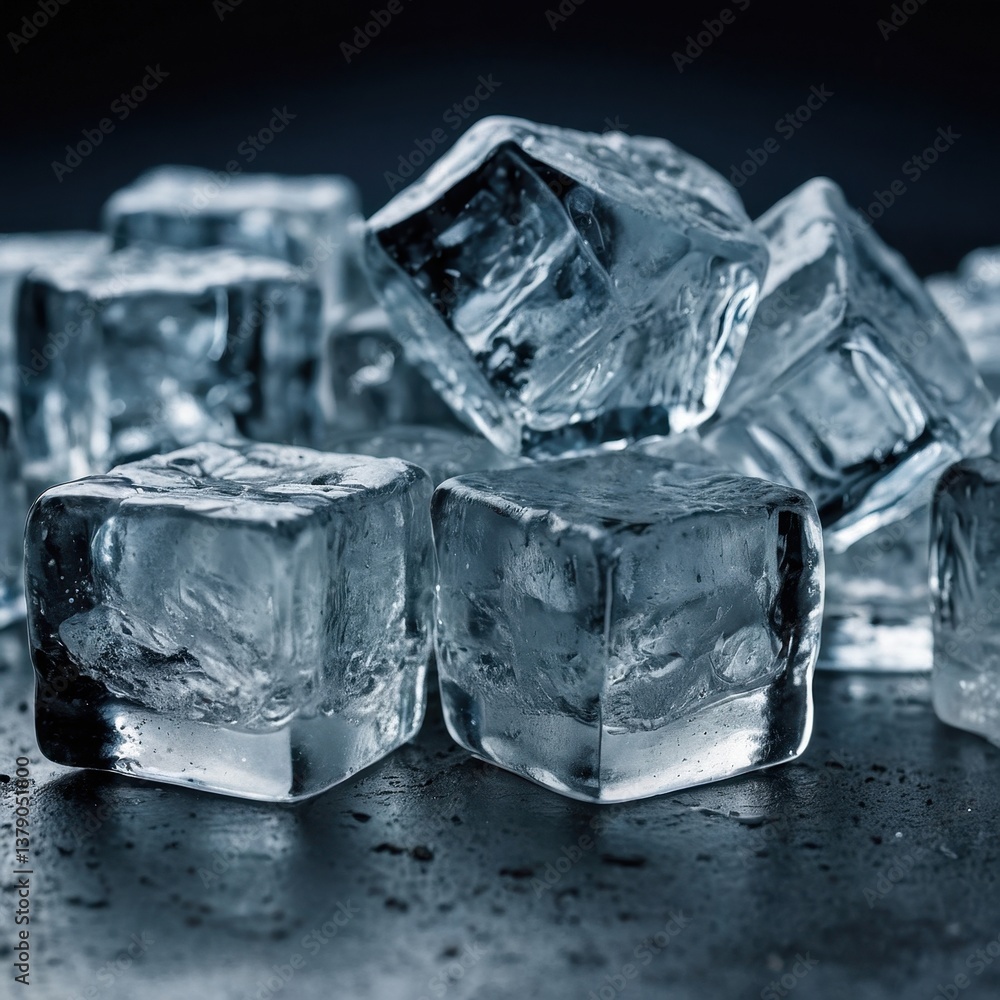 Realistic texture of semi-transparent ice cubes with fine cracks and ...