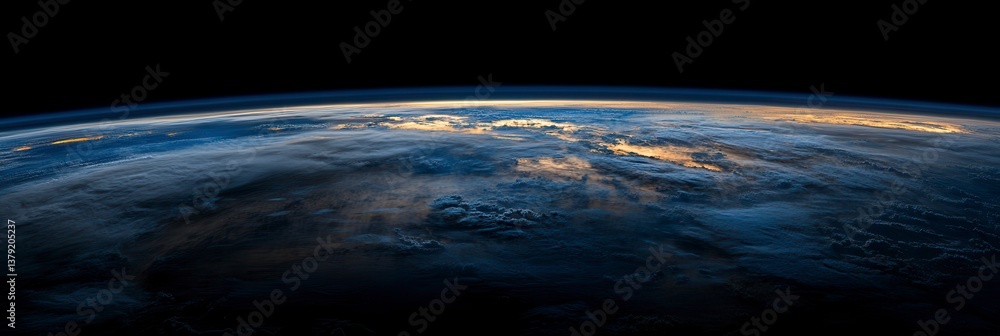 Earth From Space Majestic Sunrise Over the Curving Horizon Stock Photo ...