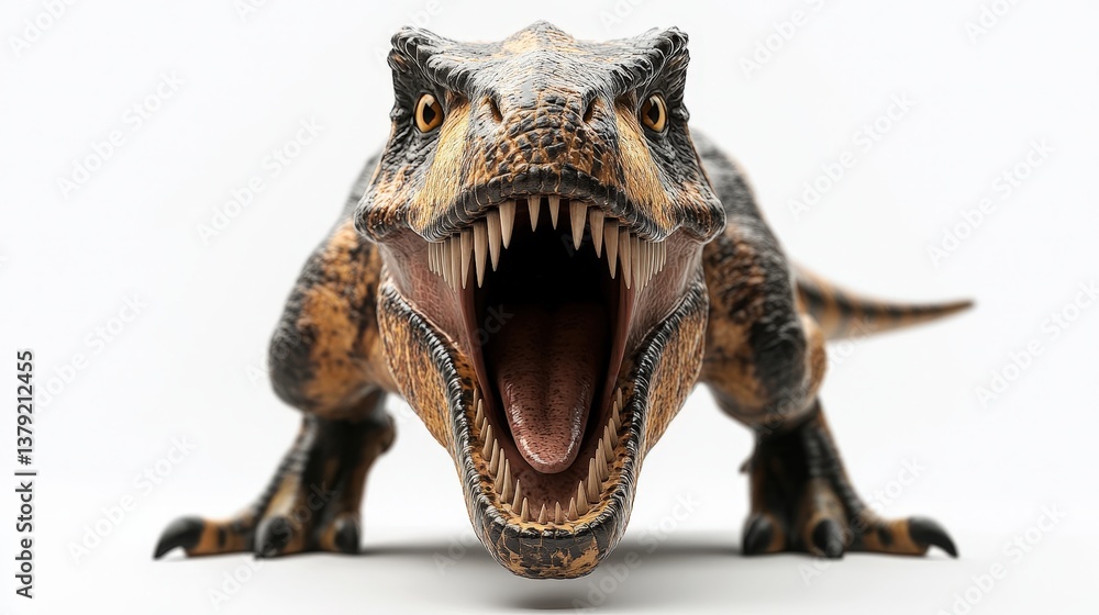 Ferocious T-Rex roars! A stunning close-up reveals its sharp teeth ...
