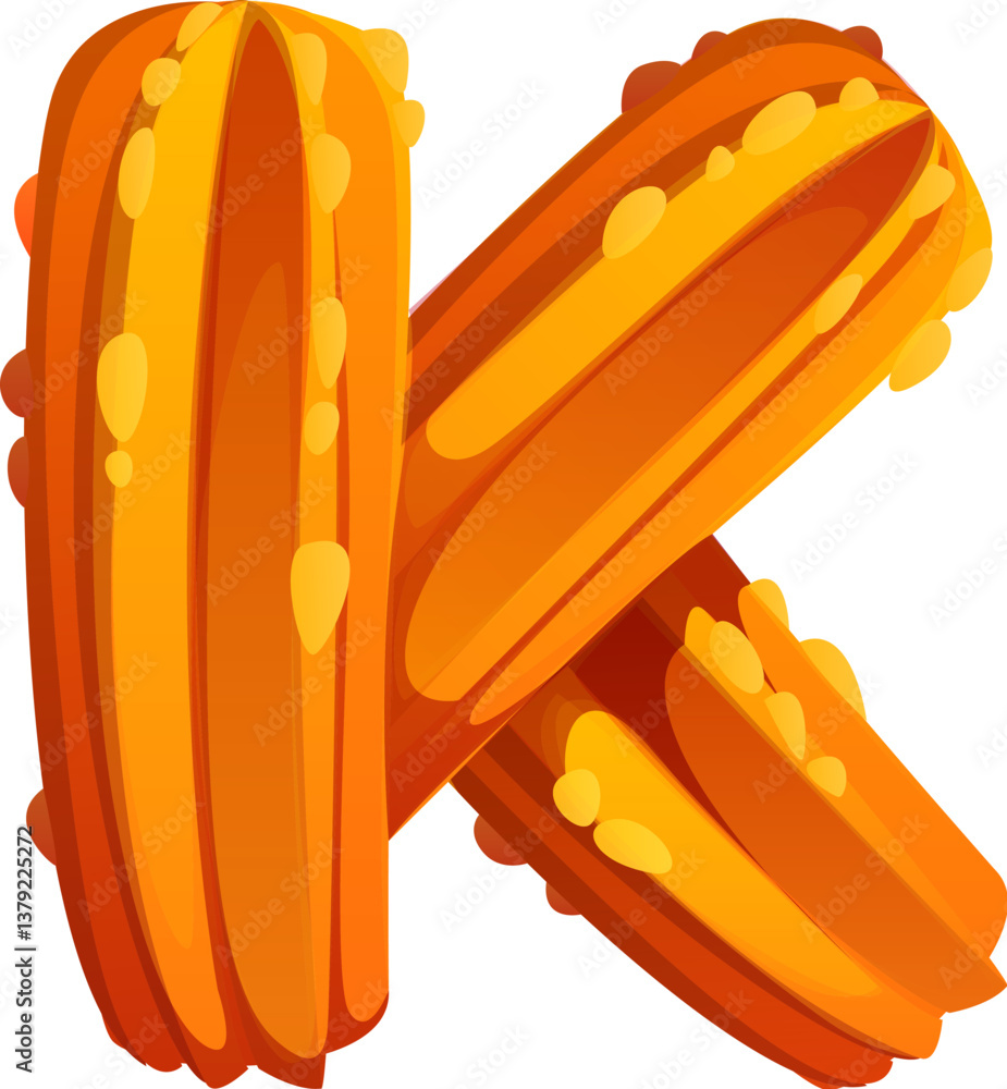 Fast food churros snack English ABC font typeface letter K. Fast food ...